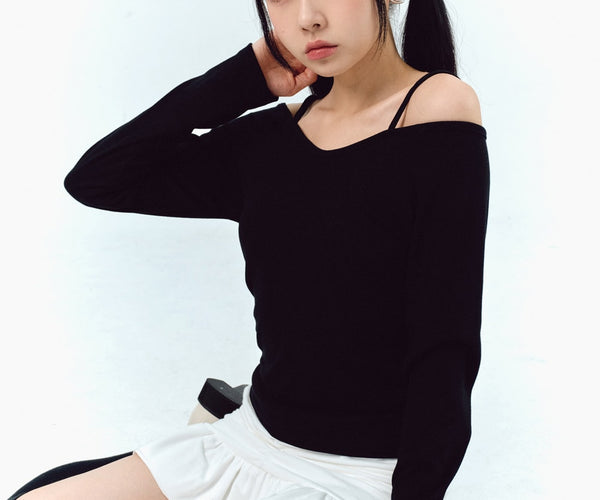 Off-Shoulder Long Sleeve Top IG304 - Acubi style | LEWKIN