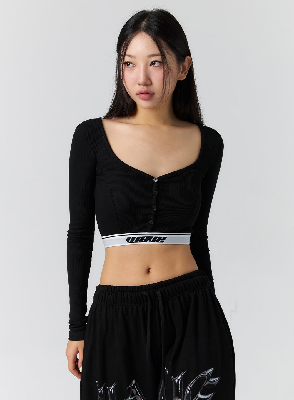 Heart Neck Crop Top CS302 - Korean Women's Fashion | LEWKIN