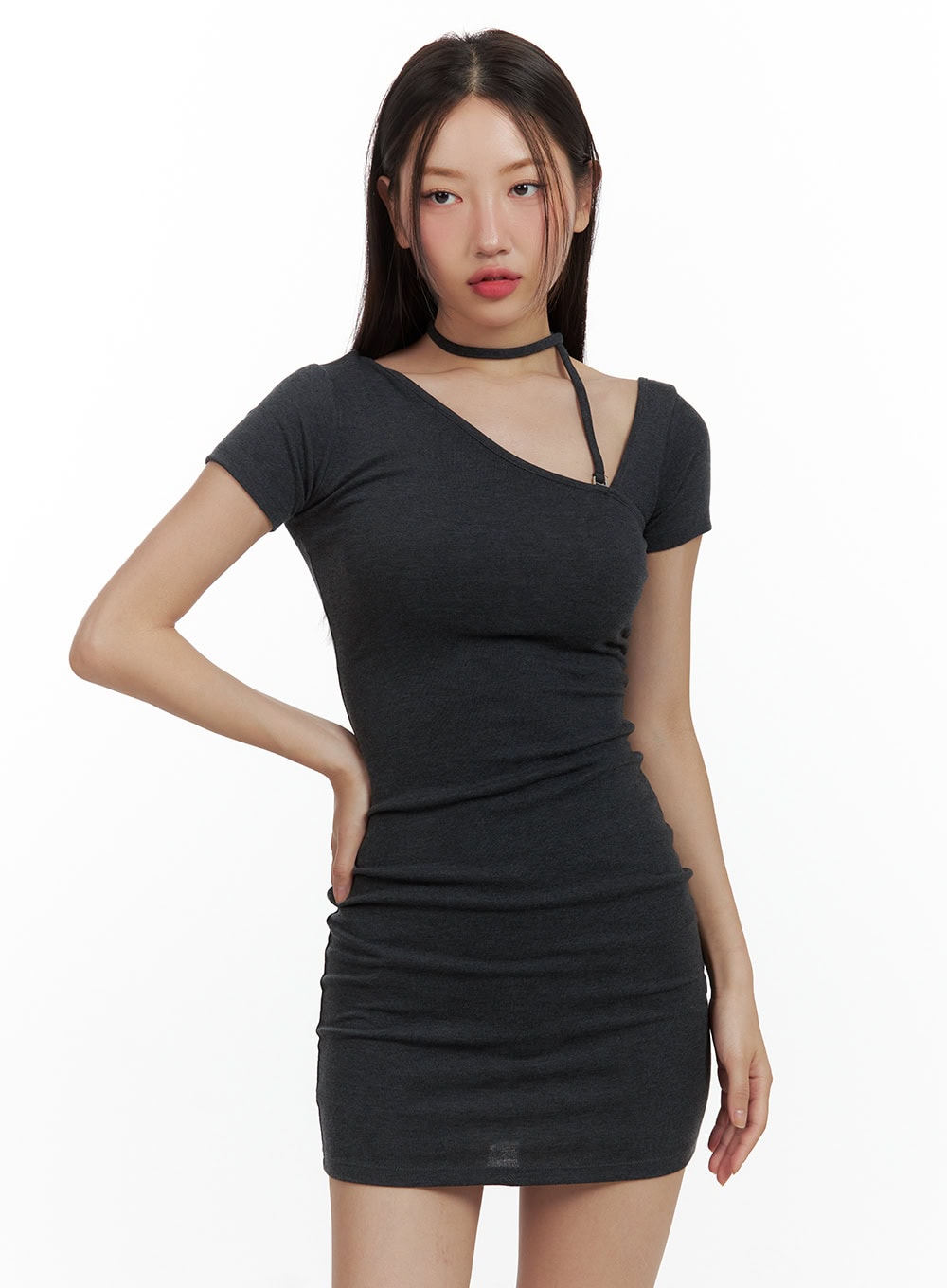 Asymmetrical Strap Mini Dress CU420 - Korean Women's Fashion | LEWKIN