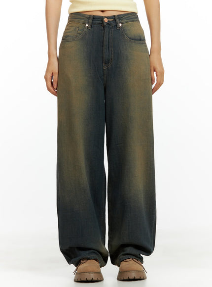 Vintage Washed Denim Baggy Pants CU420 - Acubi style | LEWKIN