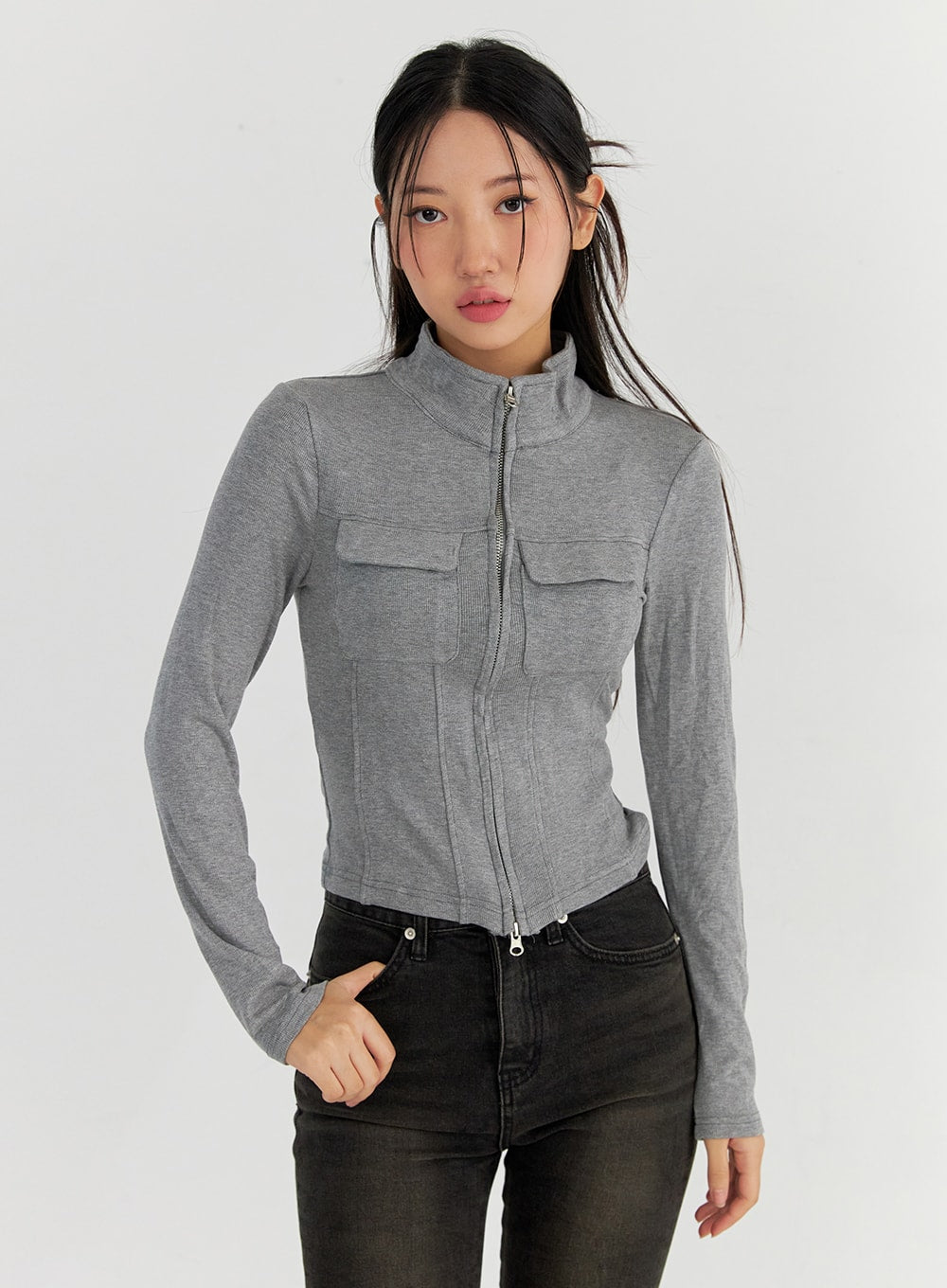 Two Way Pocket Zip-Up Top CO327