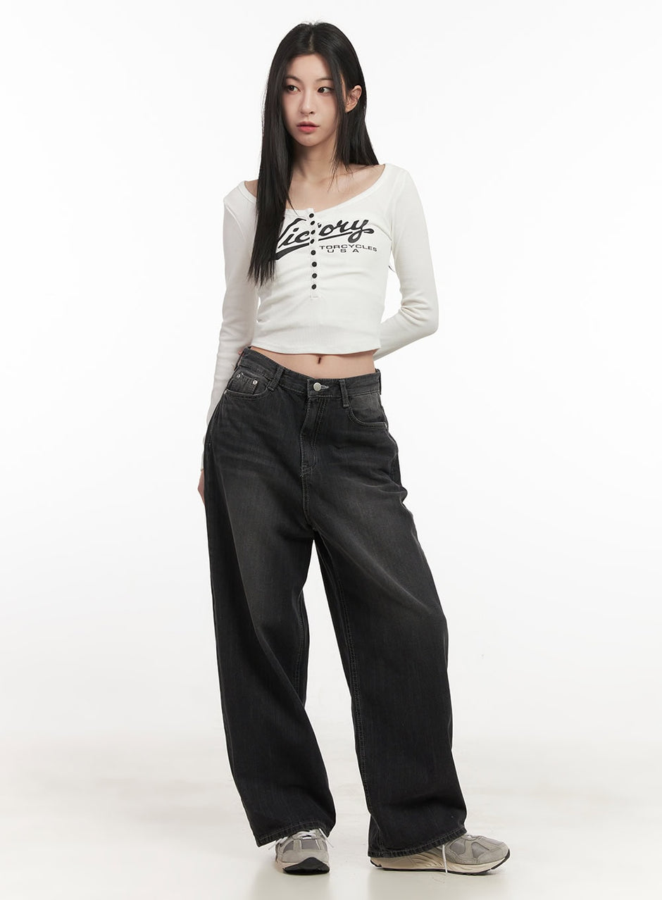 Ruth Washed Wide-Leg Jeans CF514 - Acubi style | LEWKIN