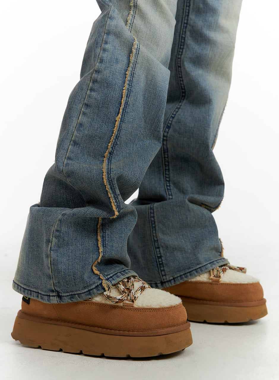 Vintage Washed Bootcut Denim Jeans CF415 - Acubi style | LEWKIN