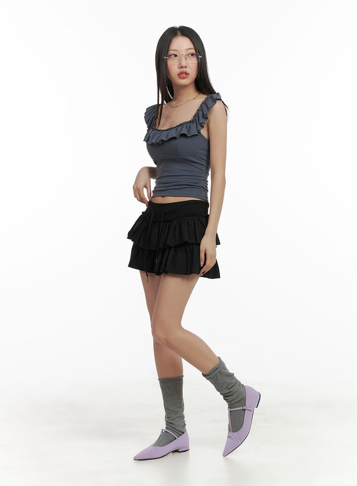 String Frill Mini Skort CA409 - Korean Women's Fashion | LEWKIN