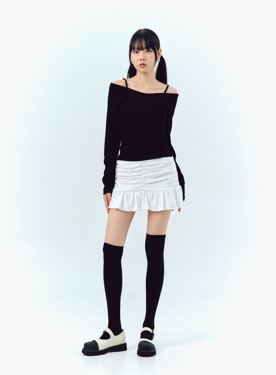 Off-Shoulder Long Sleeve Top IG304 - Acubi style | LEWKIN