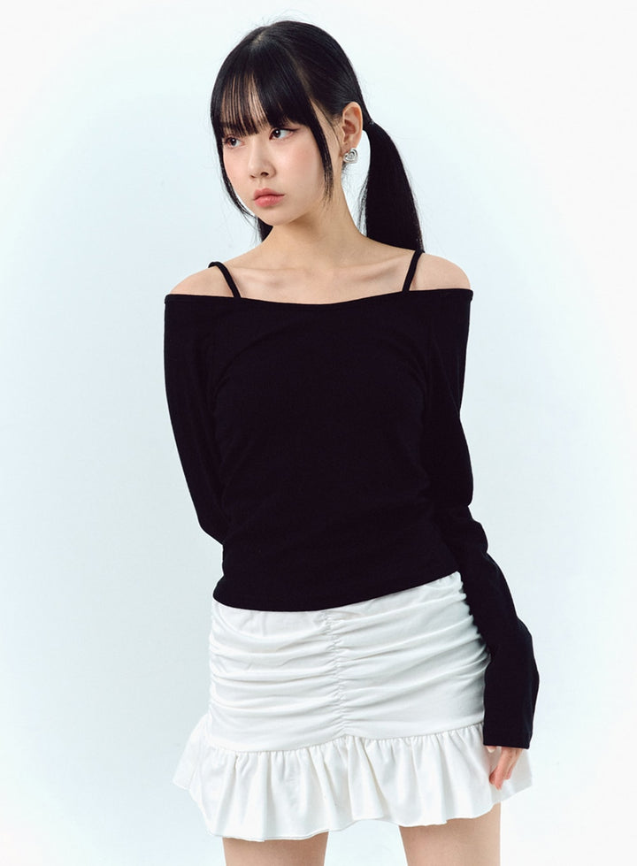 Off-Shoulder Long Sleeve Top IG304 - Acubi style | LEWKIN