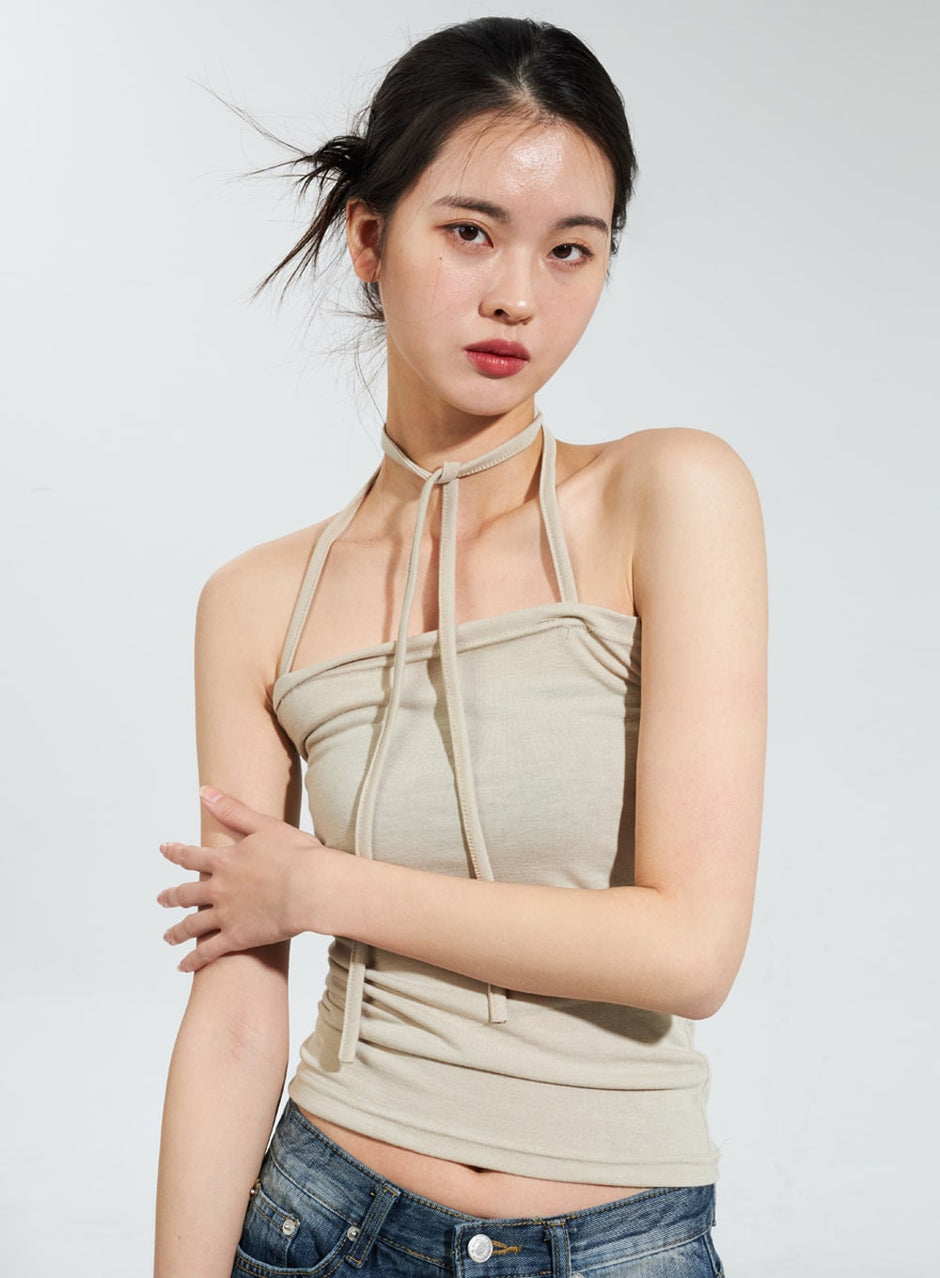 Halter Neck Top IY322 - Korean Women's Fashion | LEWKIN