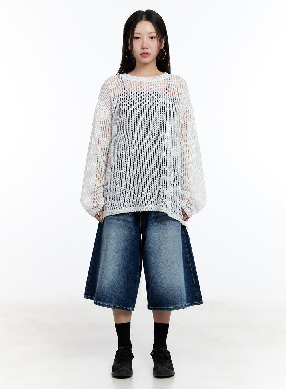 Washed Baggy Jorts IU504 - Acubi style | LEWKIN