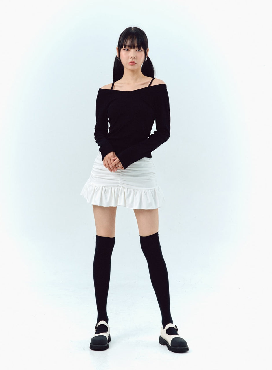 Off-Shoulder Long Sleeve Top IG304 - Acubi style | LEWKIN