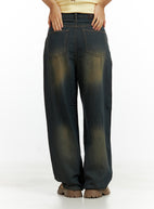 Vintage Washed Denim Baggy Pants CU420 - Acubi style | LEWKIN