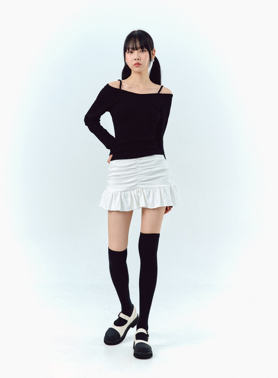 Off-Shoulder Long Sleeve Top IG304 - Acubi style | LEWKIN