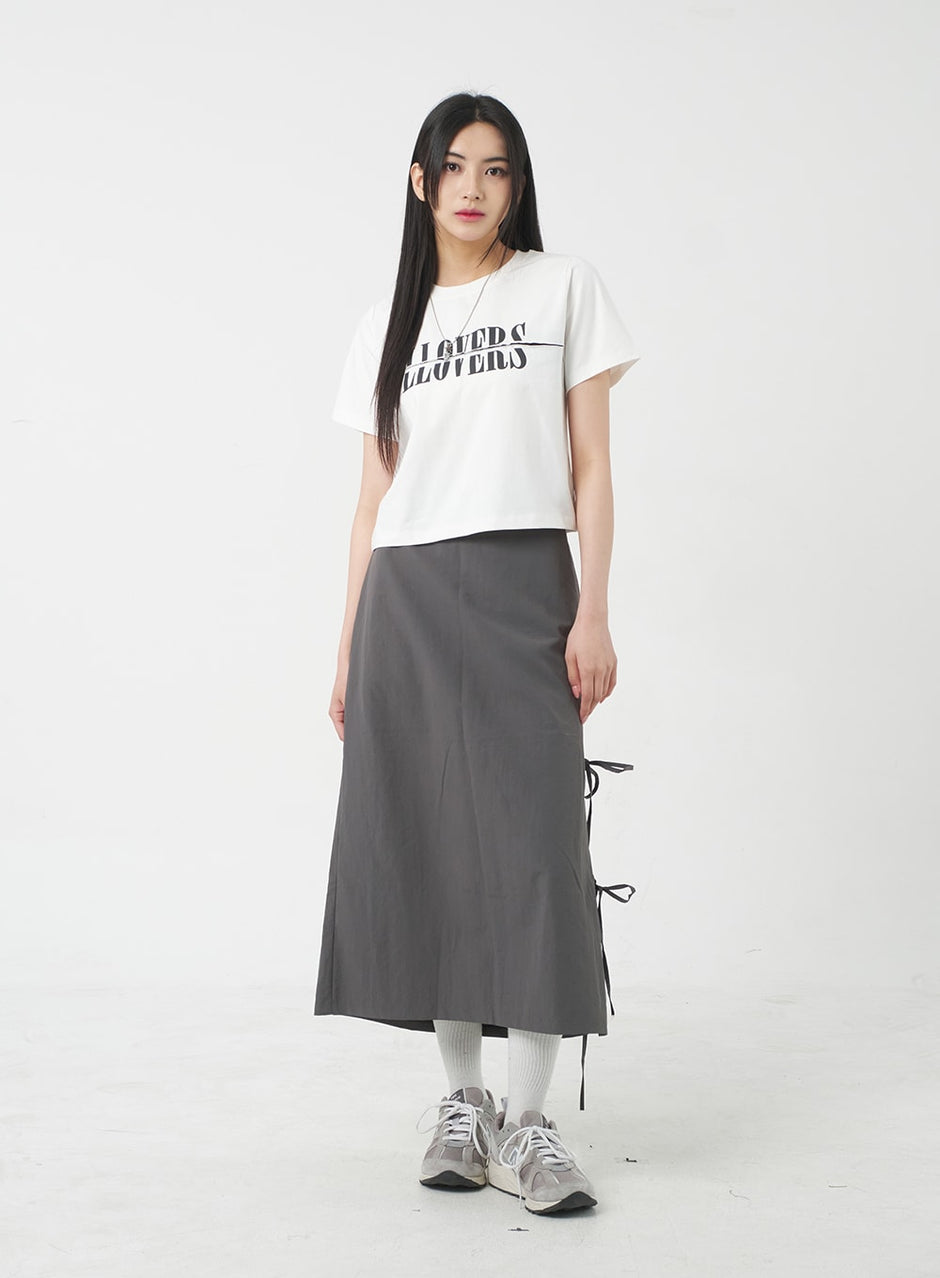 Side Slit Nylon Maxi Skirt BY312 - Korean Women's Fashion | LEWKIN