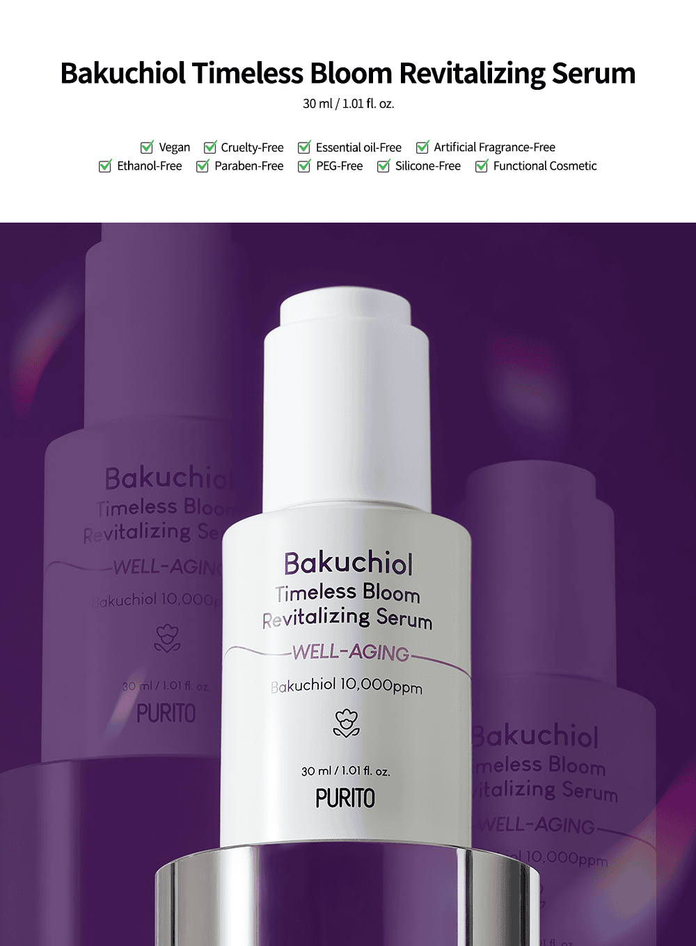 Bakuchiol Timeless Bloom Revitalizing Serum (30ml) - Purito Seoul | K-BEAUTY – LEWKIN