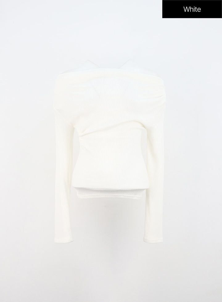 Wide Neck Off-Shoulder Tee IN308 - Korean Women's Fashion | LEWKIN