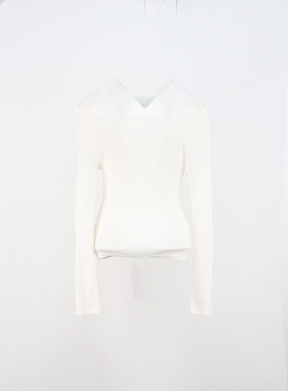 Wide Neck Off-Shoulder Tee IN308 - Korean Women's Fashion | LEWKIN