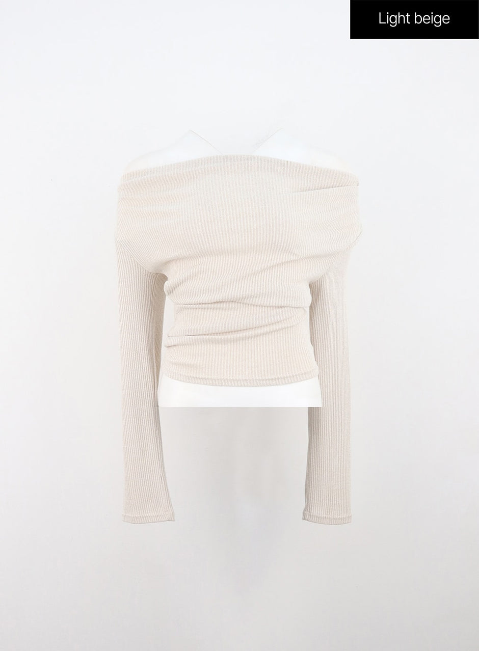 Wide Neck Off-Shoulder Tee IN308 - Korean Women's Fashion | LEWKIN