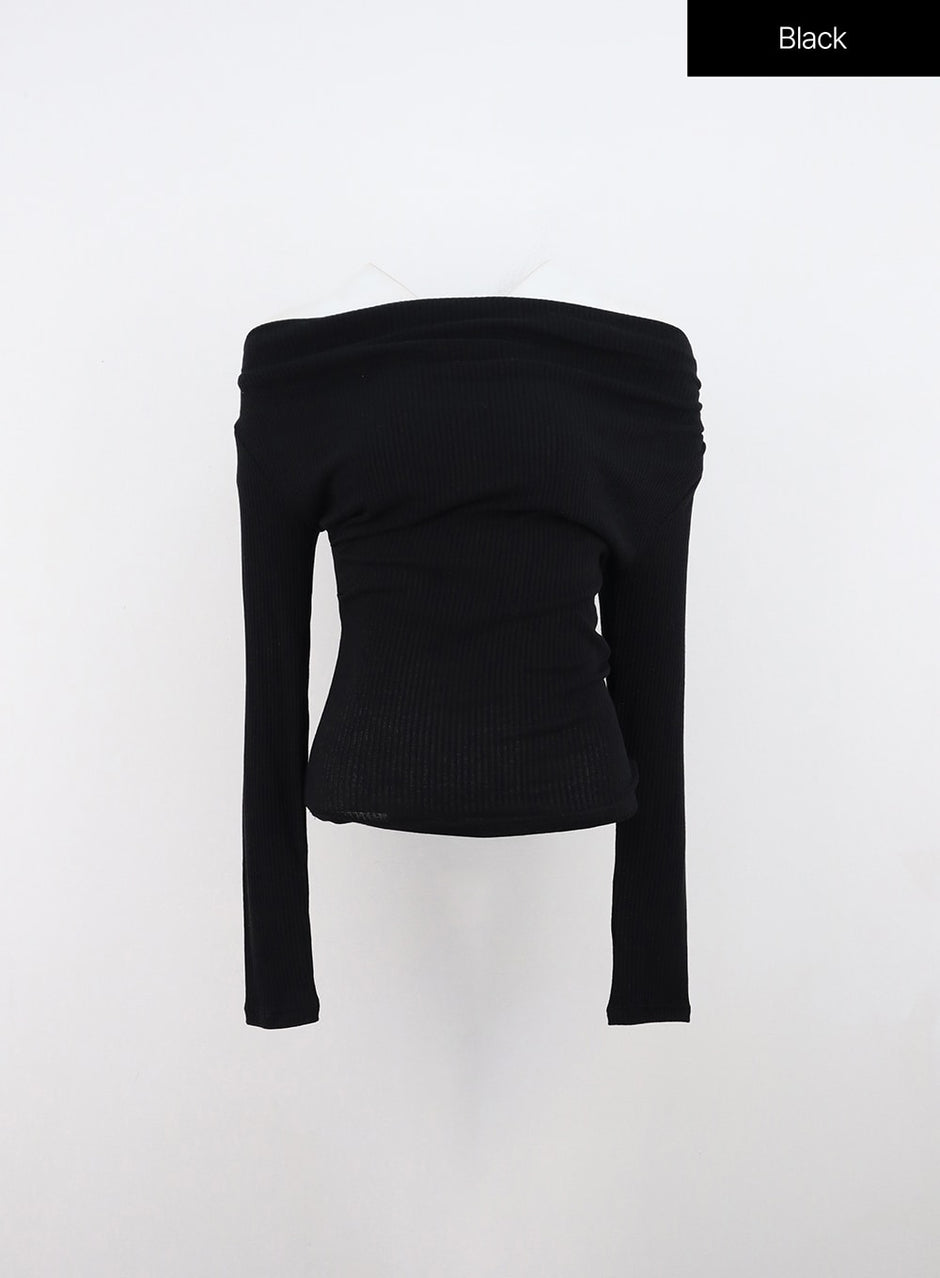 Wide Neck Off-Shoulder Tee IN308 - Korean Women's Fashion | LEWKIN