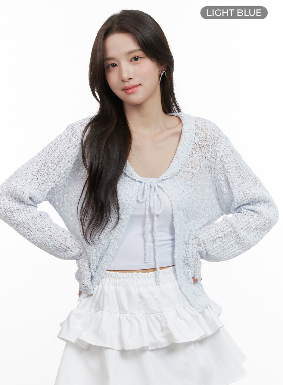 Ribbon Sheer Knit Cardigan OG409 - Romantic style | LEWKIN