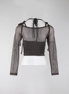 Sheer Long Sleeve Top & Halter Tank Top Set IJ402 - K-Pop style | LEWKIN