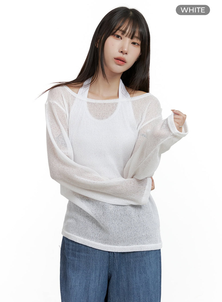 Sheer Elegance Long Sleeve Top CL425 - Acubi style | LEWKIN