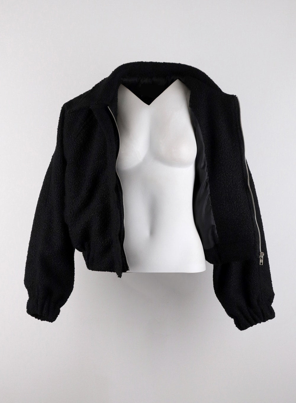 Plush Zip-Up Collar Jacket CD308 - Korean Women's Fashion | LEWKIN