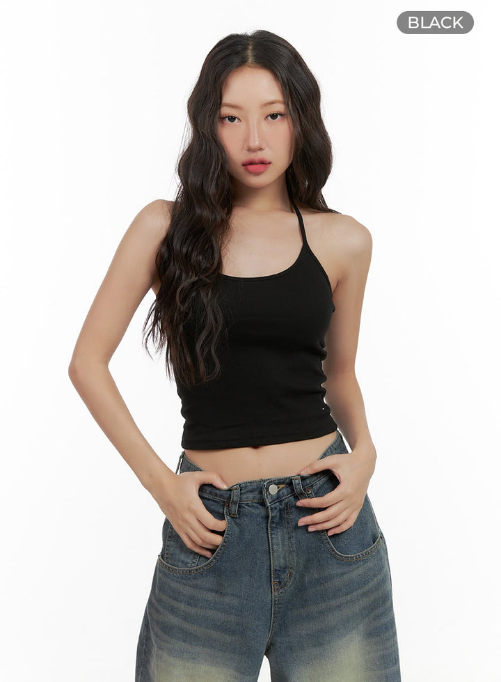 Cotton Halter Crop Top CG423 - Acubi style | LEWKIN