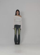 Wide Neck Off-Shoulder Tee IN308 - Korean Women's Fashion | LEWKIN