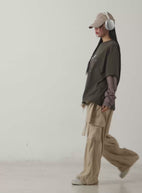 Oversized Star Print Layered Long Sleeve Tee CJ514 - Korean Women's ...