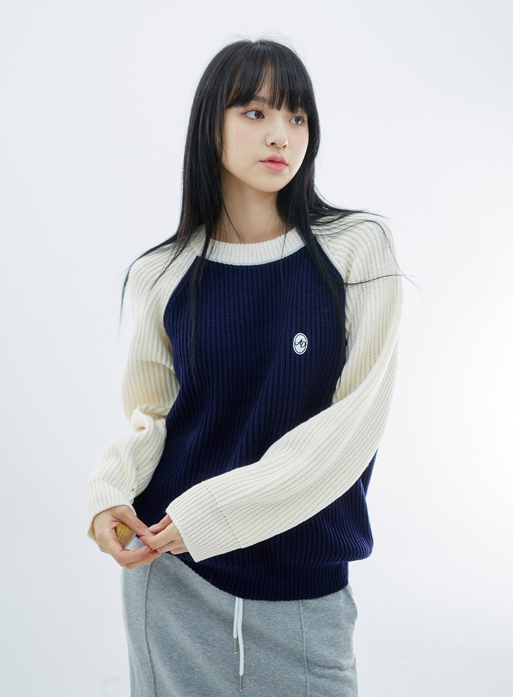 Two Color Knit Sweater OS27 - Korean Women's Fashion | LEWKIN