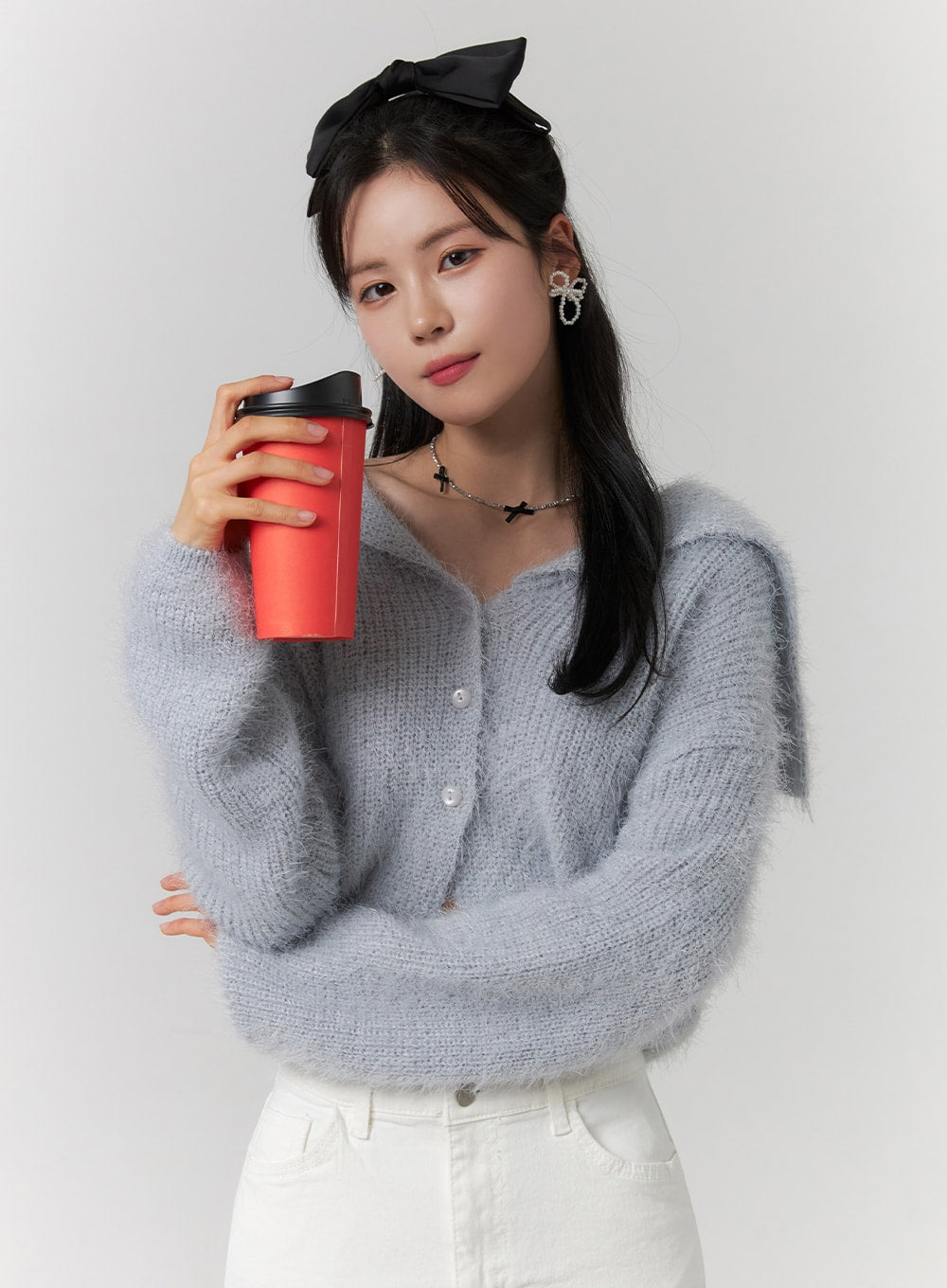 Knit Fuzzy Button-Up Cardigan OJ419 - Korean Women's Fashion | LEWKIN