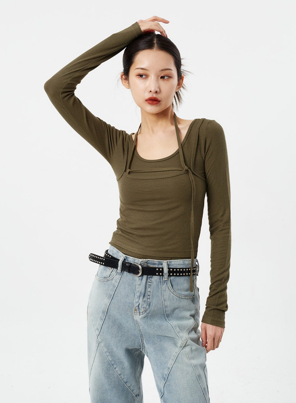 Layered Neck Strap Top CM307 - Korean Women's Fashion | LEWKIN