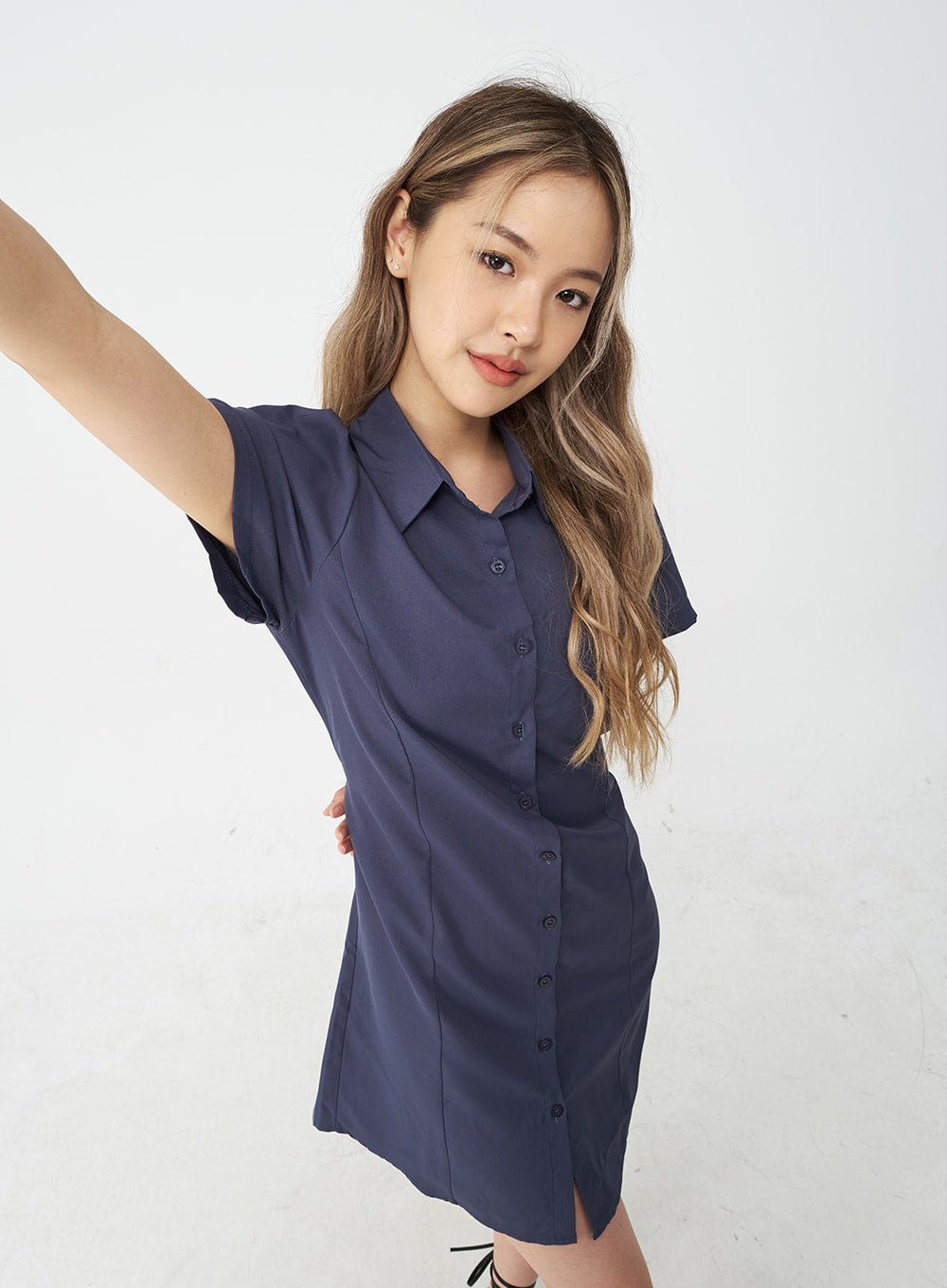 Basic Everyday Shirt Dress CJ22 - Korean Women's Fashion | LEWKIN