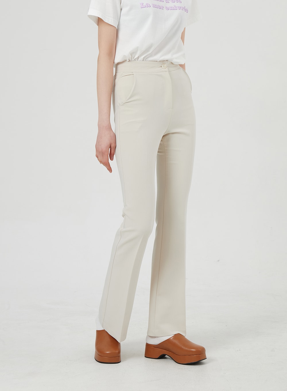 Slim Fit Bootcut Pants OF322 - Korean Women's Fashion | LEWKIN