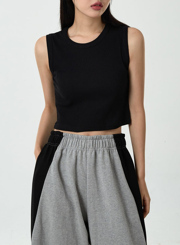 Basic Ribbed Cropped Tank Top CU13 - Lewkin