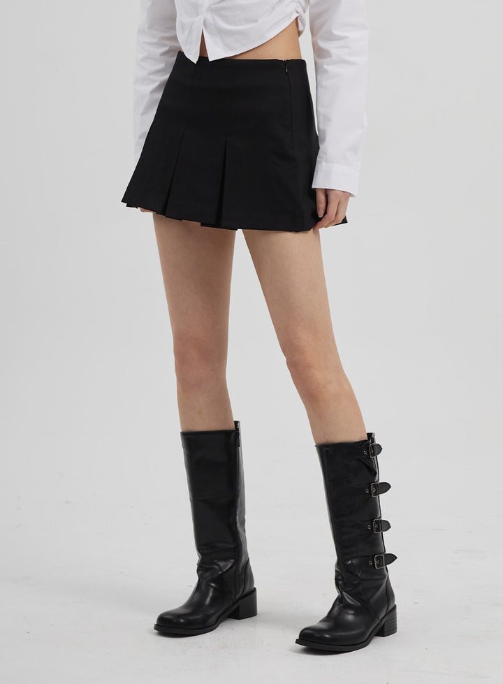 Mid-Rise Pleated Mini Skirt CF308 - Acubi style | LEWKIN