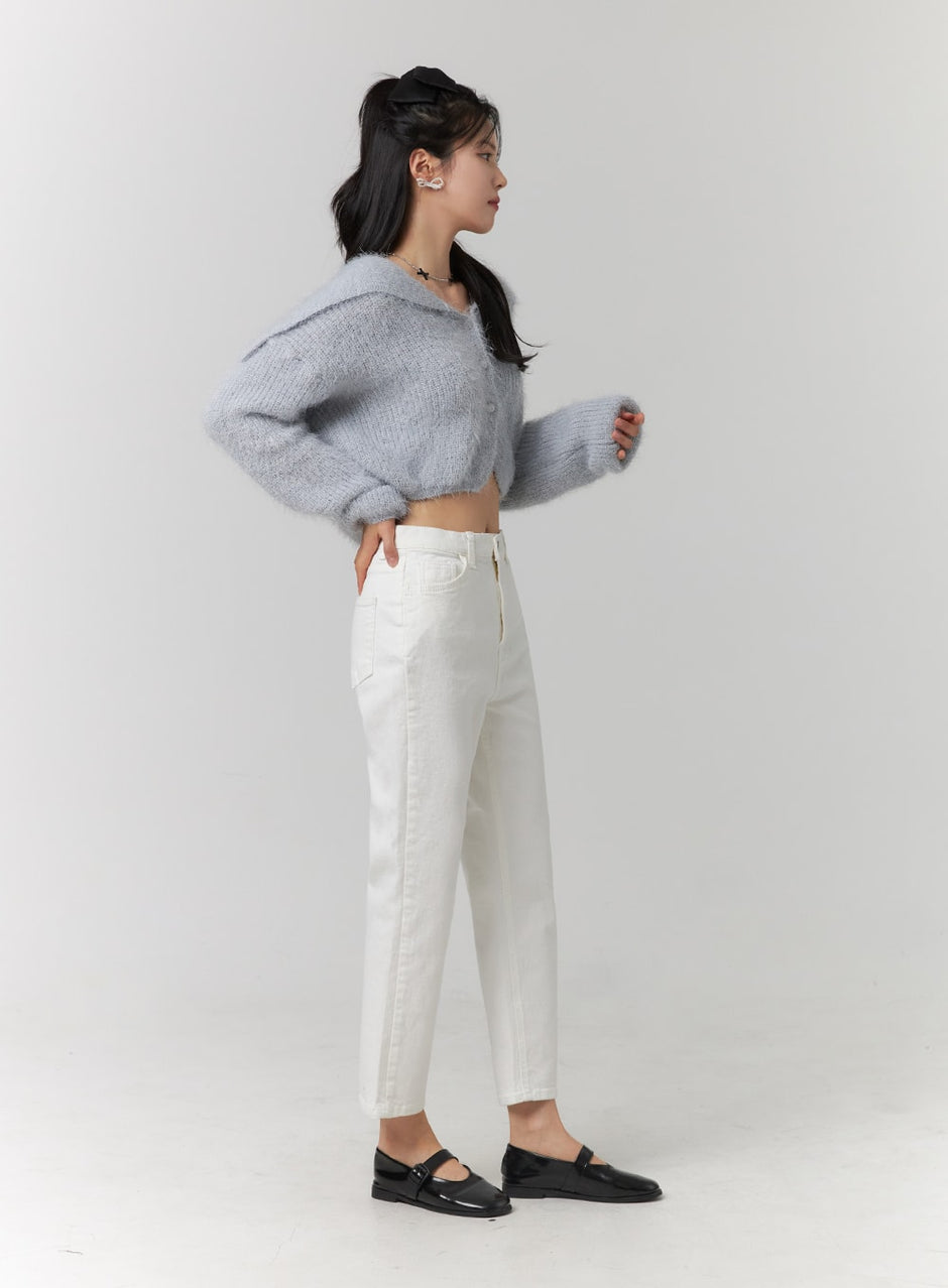 Knit Fuzzy Button-Up Cardigan OJ419 - Korean Women's Fashion | LEWKIN