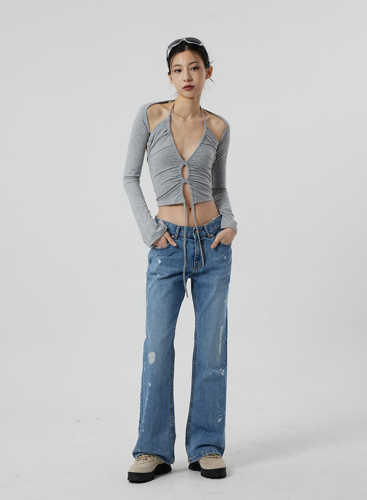 Neck strap Cropped Top CF309 - Korean Women's Fashion | LEWKIN