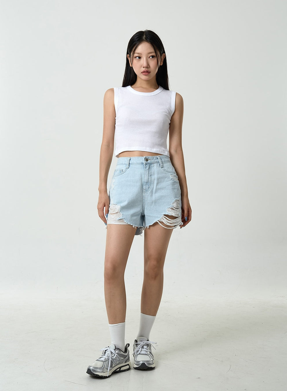Basic Ribbed Cropped Tank Top CU13 - Lewkin