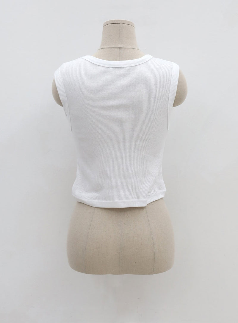 Basic Ribbed Cropped Tank Top CU13 - Lewkin
