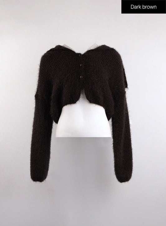 Knit Fuzzy Button-Up Cardigan OJ419 - Korean Women's Fashion | LEWKIN